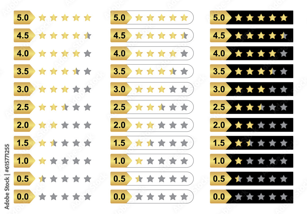Rating stars badges. Feedback or Rating. Rank, level of satisfaction ...