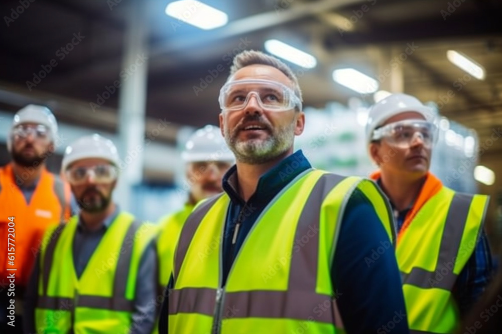 Employee safety briefing in a factory setting, factory, worker, natural ...