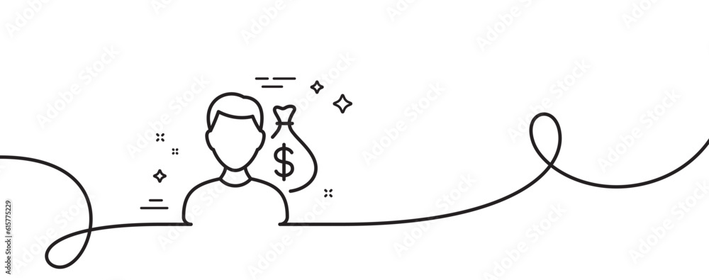 Salary line icon. Continuous one line with curl. Business wages sign ...