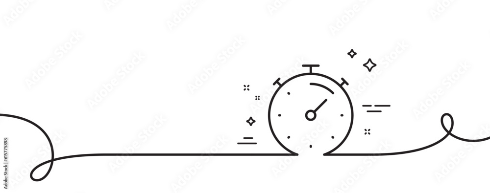 Timer line icon. Continuous one line with curl. Stopwatch time sign ...