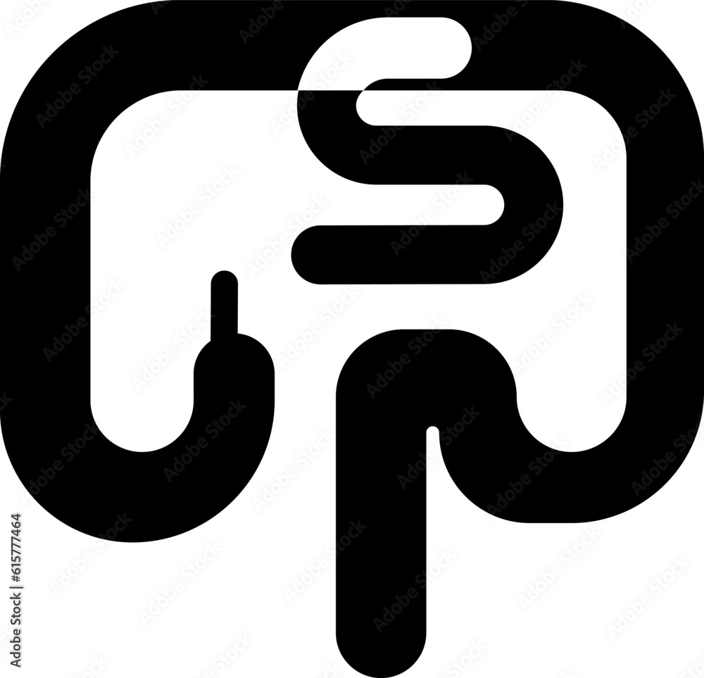 Human bowel black glyph icon. Gastrointestinal tract. Digestive system ...
