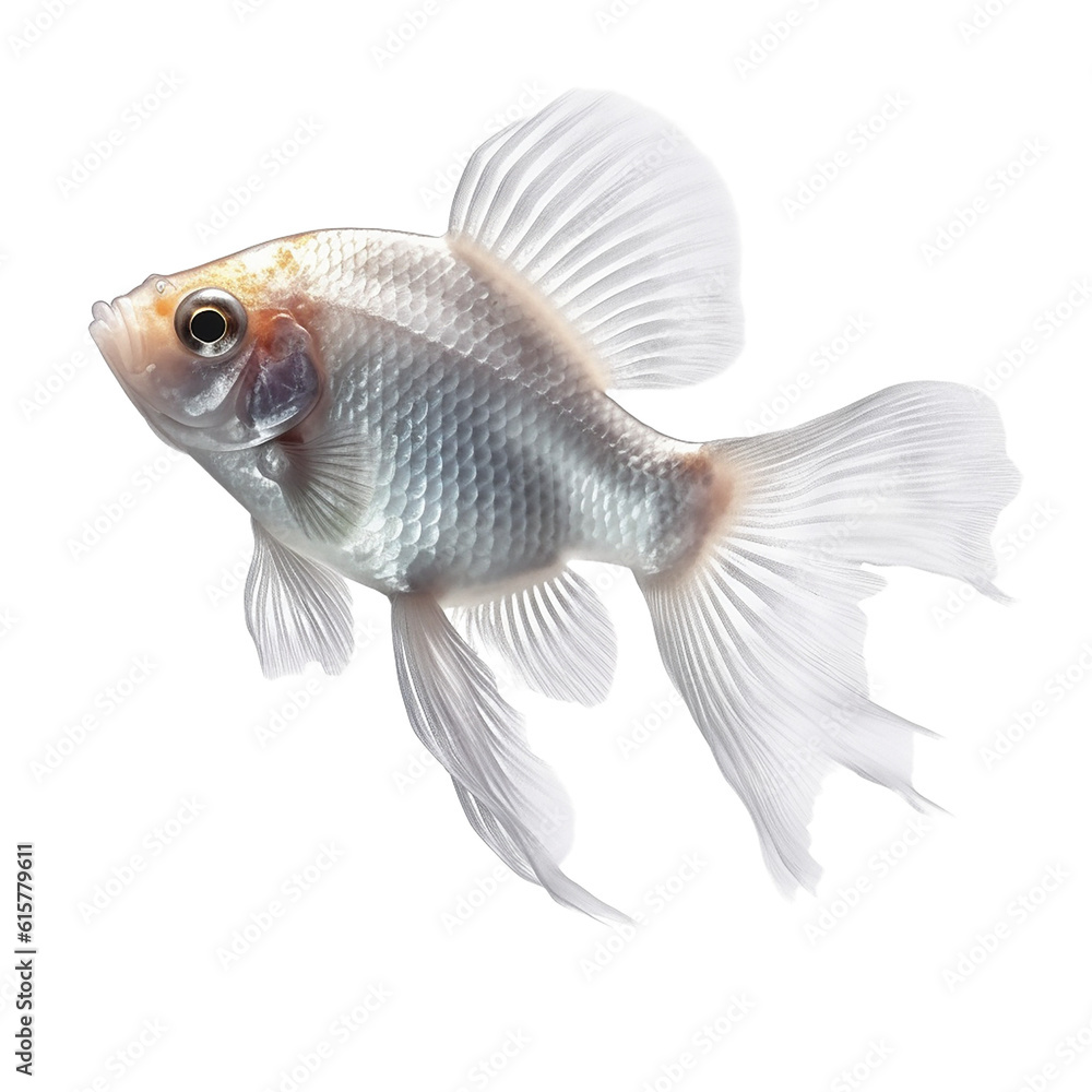 silver betta fish isolated on transparent background cutout, generative ...