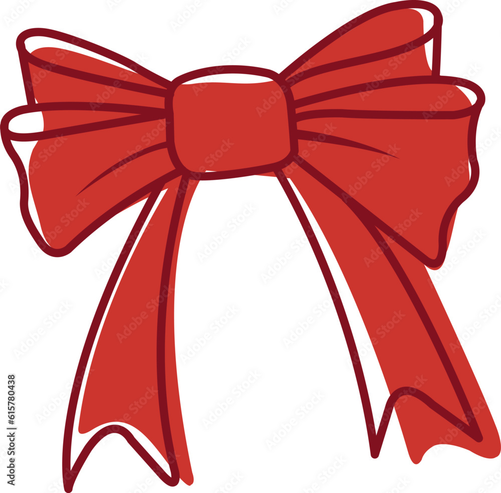 Abstract red bow doodle flat design for decoration for gift and ...