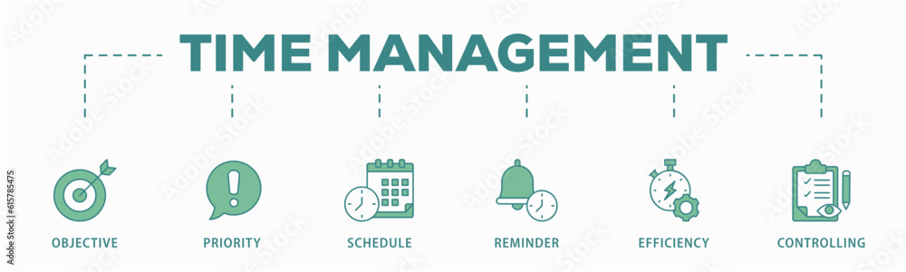 Time management banner web icon vector illustration concept with icon ... Time management banner web icon vector illustration concept with icon ...