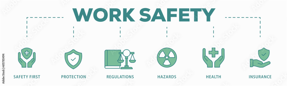 Work safety banner web icon vector illustration for occupational safety ...