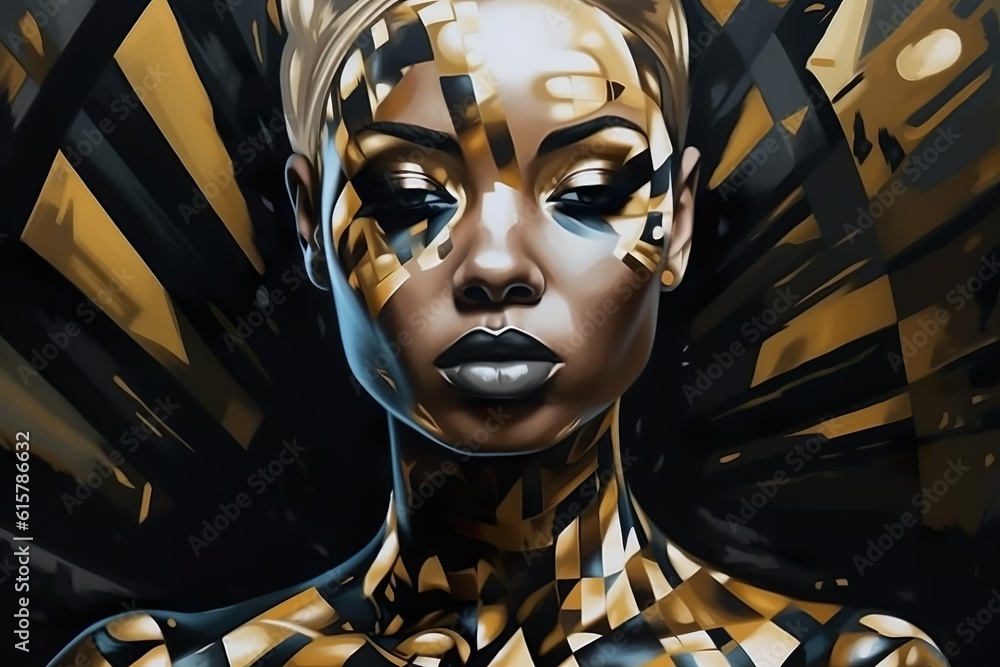 Golden Goddess: Stunning Model with Impressive Face and Body Painting ...