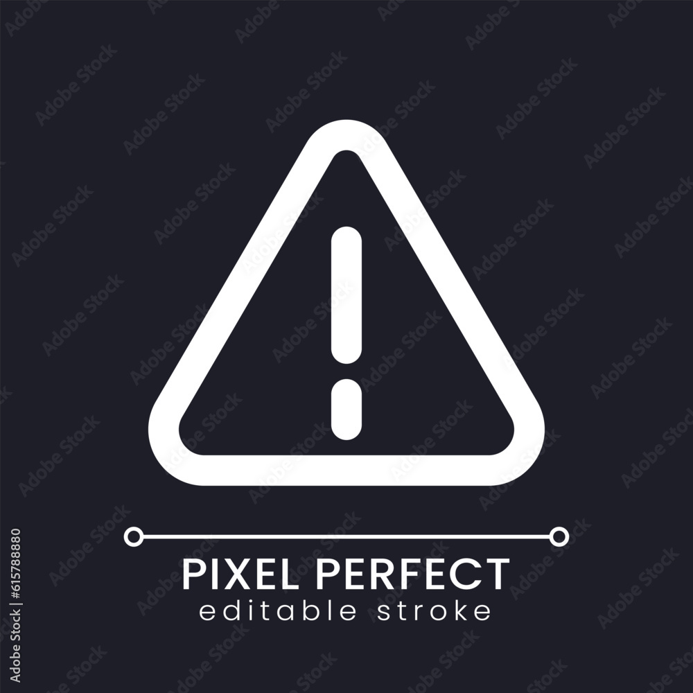 Caution sign pixel perfect white linear ui icon for dark theme ...