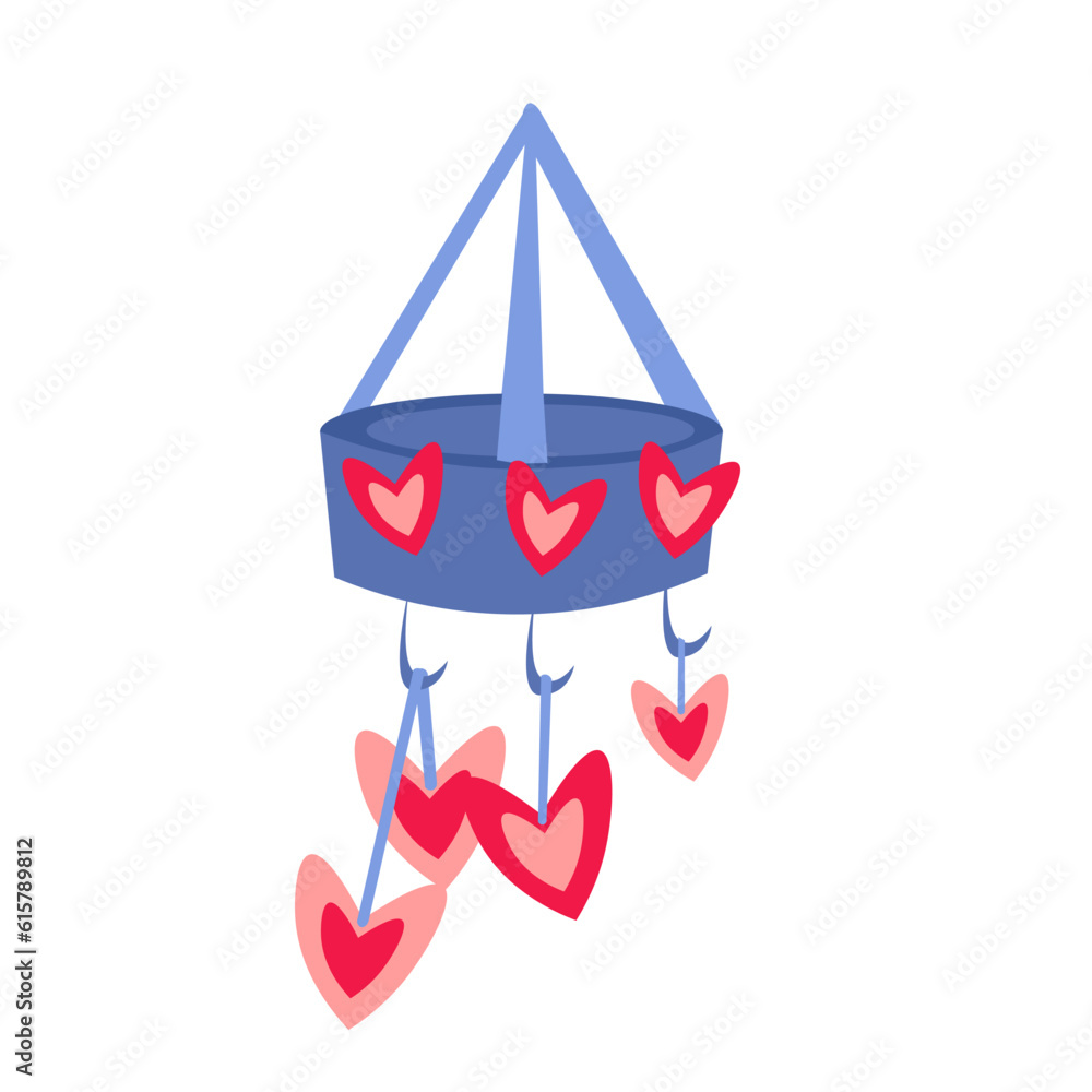 Decorative garland, festive composition with hearts and coloured ...