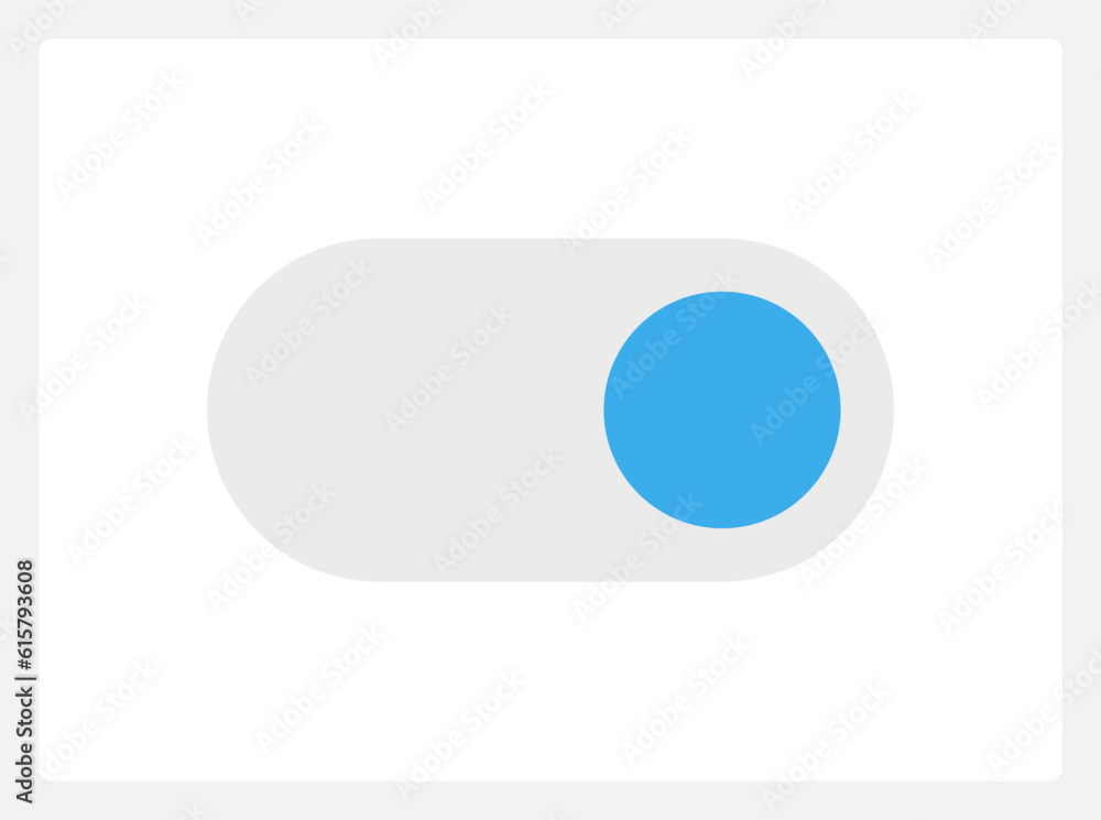Active toggle button UI element template. Editable isolated vector dashboard component. Flat ...