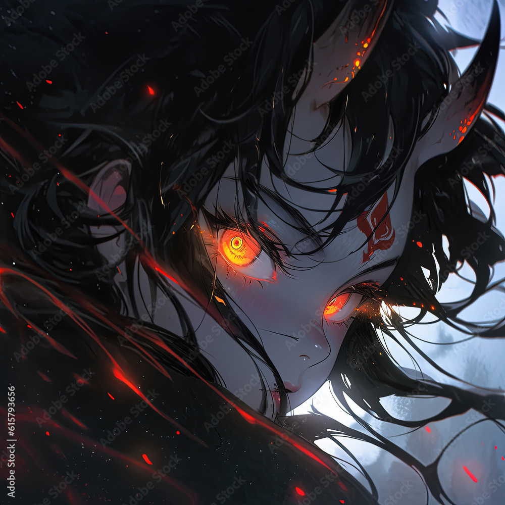 Anime girl demon eyes Stock Illustration | Adobe Stock