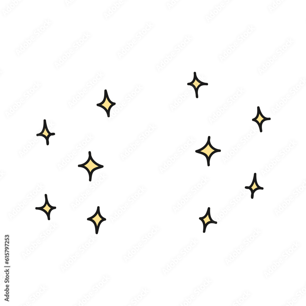 Stars hand drawn illustration. Line drawing style design, isolated ...
