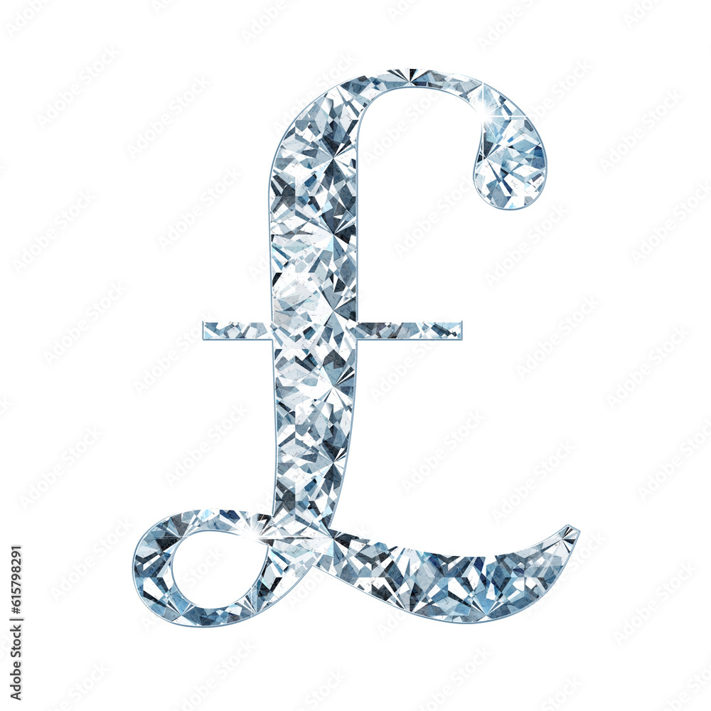 Shining Diamond alphabet currency symbol of pound sterling. It is part ...