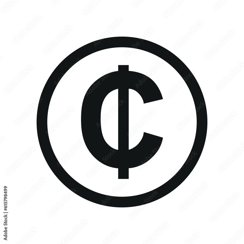 Vetor de Ghanaian Cedi coin symbol. black and white Flat currency icon ...