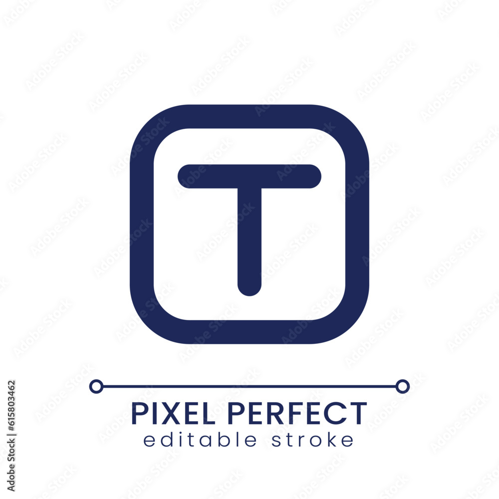 Text overlay pixel perfect linear ui icon. Adding caption to video. Footage editing tool ...