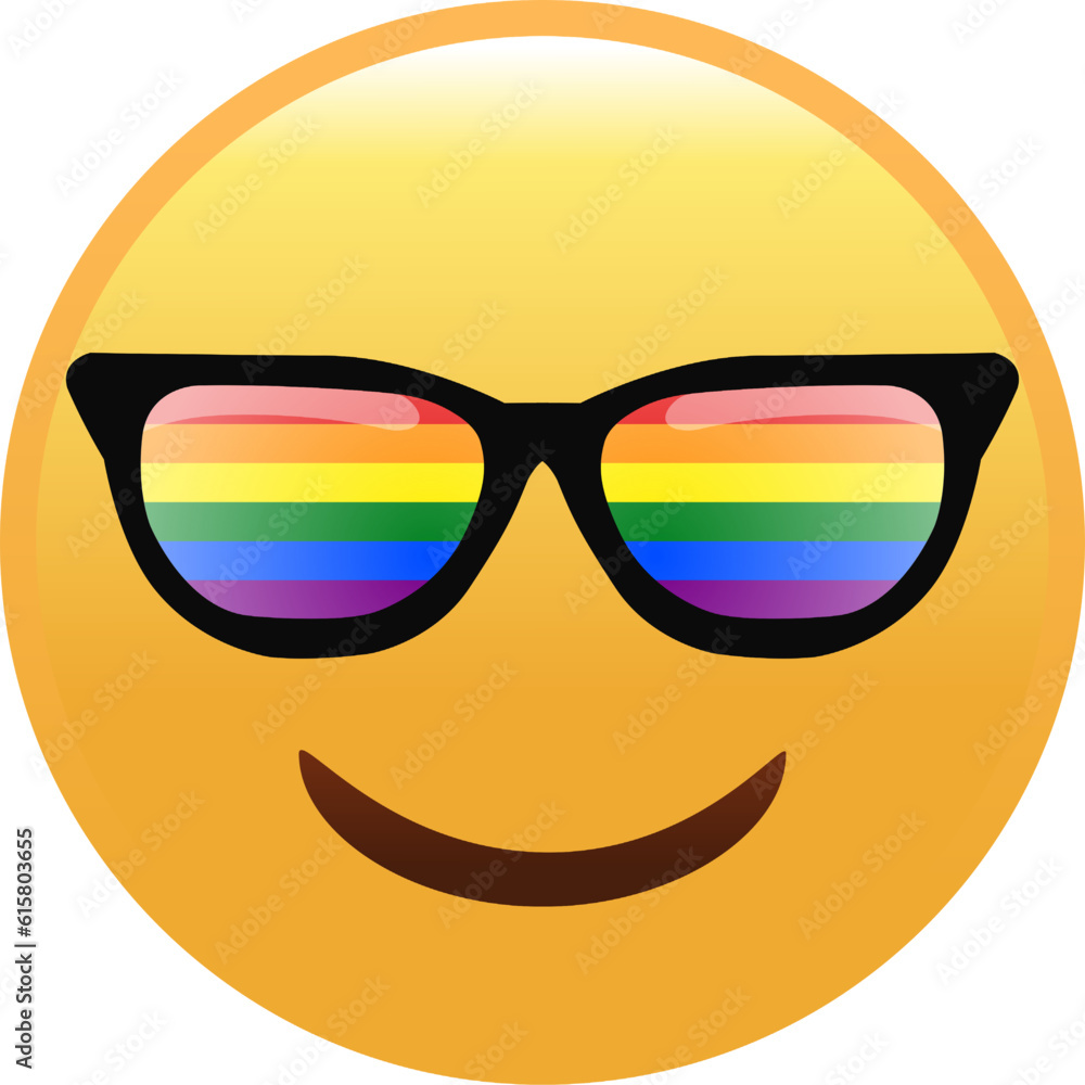 cute emoji icon with rainbow sunglasses isolate on white background ...