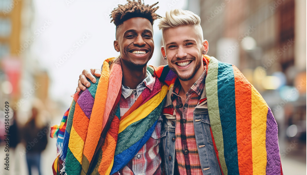 Portrait of young gay,lesbian couple embracing and showing their love ...
