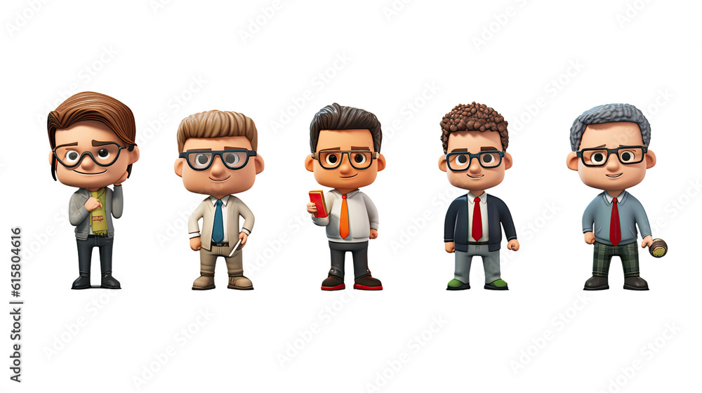 Photo of a group of cartoon office men standing next to each other ...