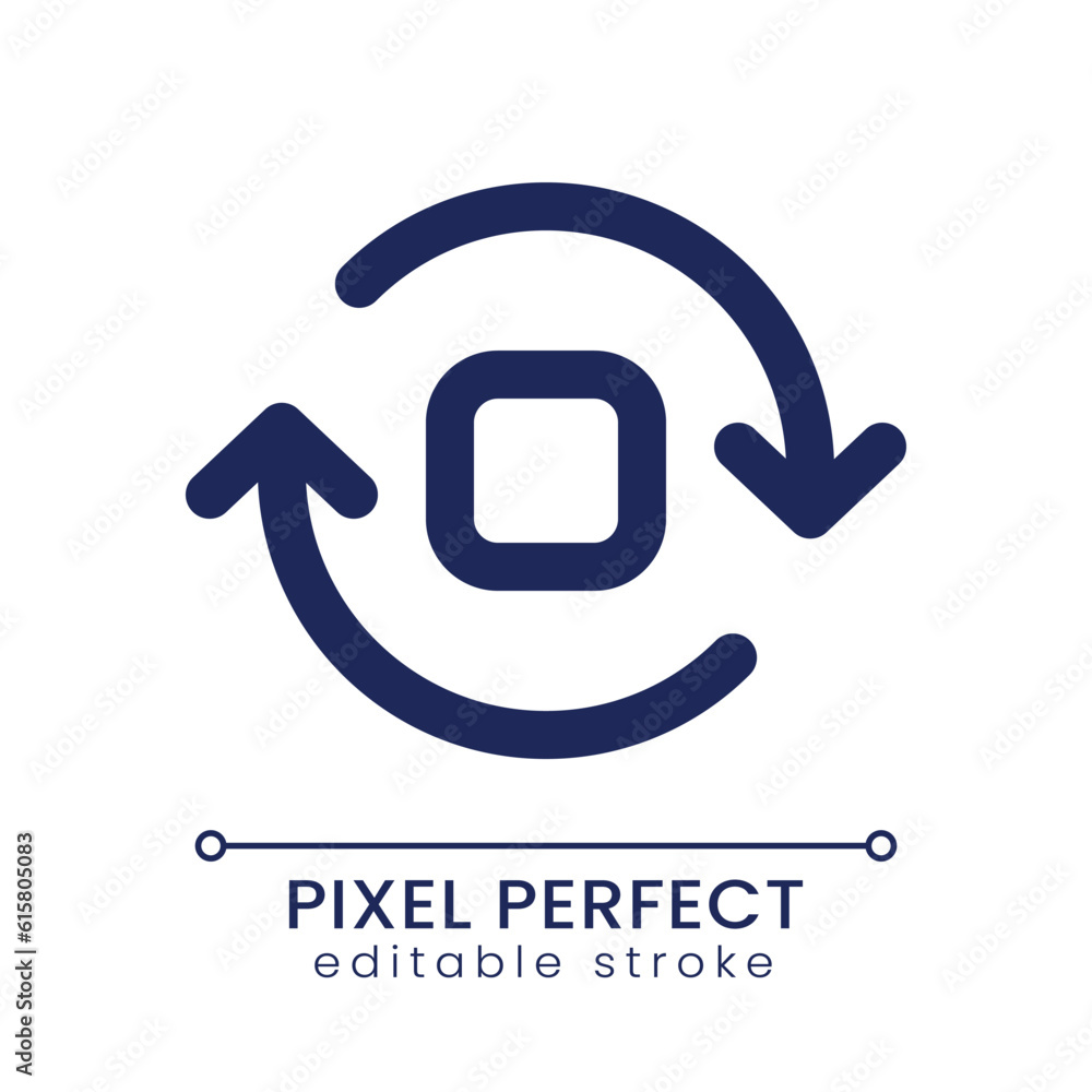 Spin animation pixel perfect linear ui icon. Rotating object effect ...