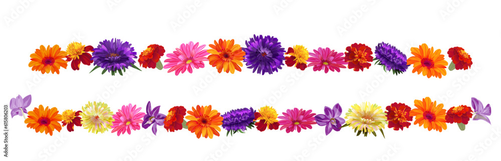 Horizontal border, flowers garlands for Indian religion festive ...