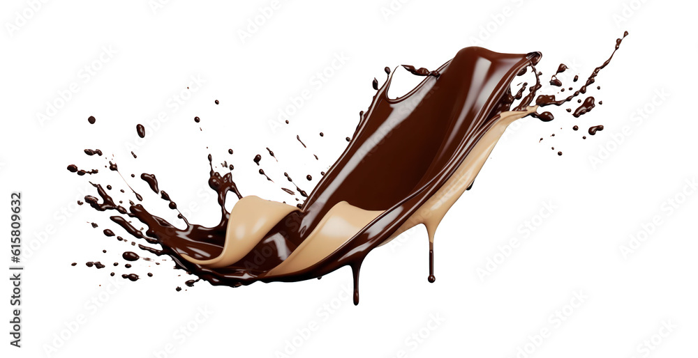 Chocolate splash illustration on a transparent background. Generative ...