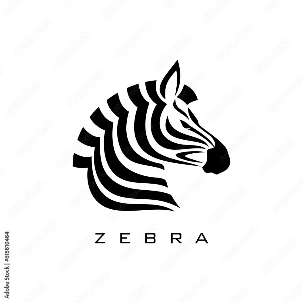 Vector Zebra Head logo on white background vector illustration Stock ...