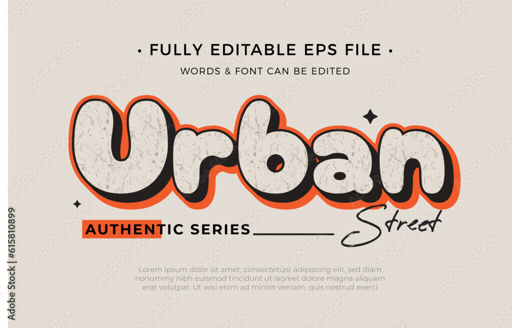 Vector Urban Street tshirt design with text effect editable Stock ...