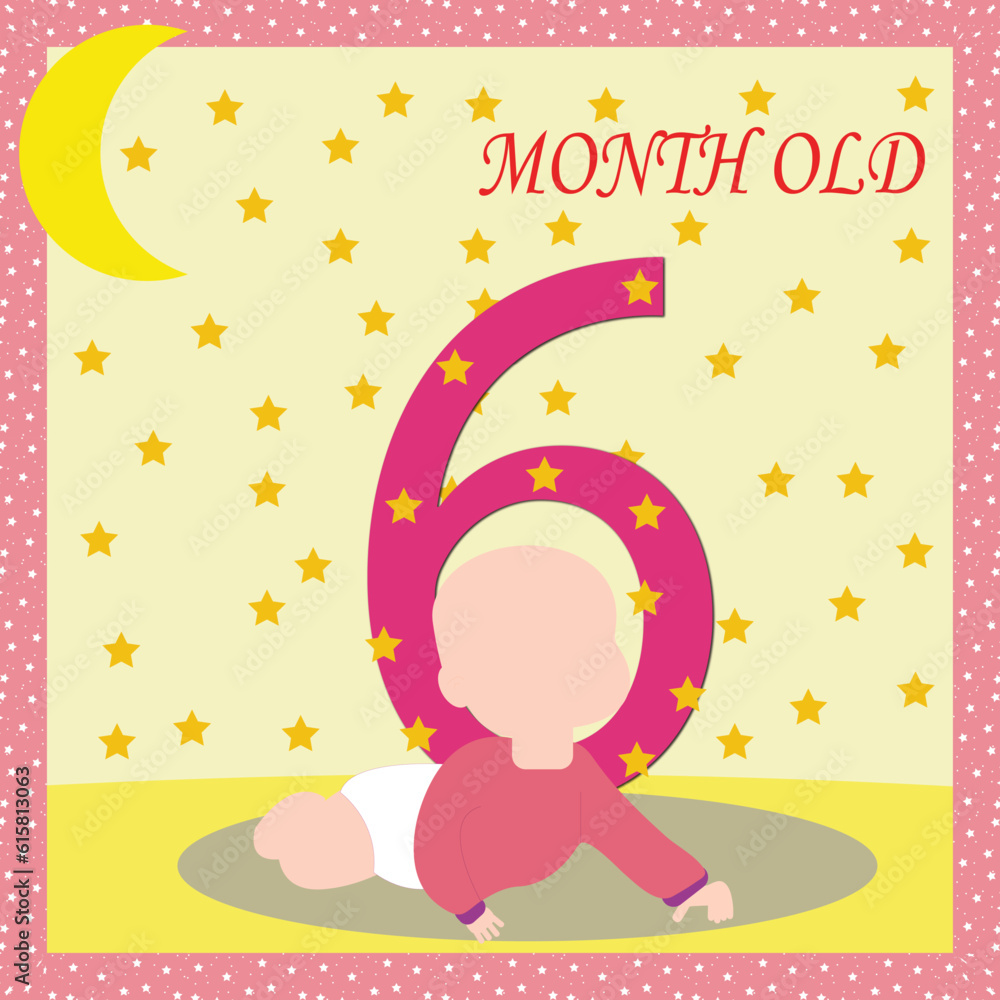 Baby month card, milestone baby card, cute baby, six month old, baby ...