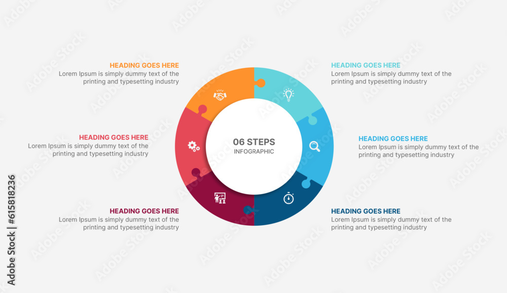 Six Options Circle Cycle Infographic Template Design Stock Vector ...