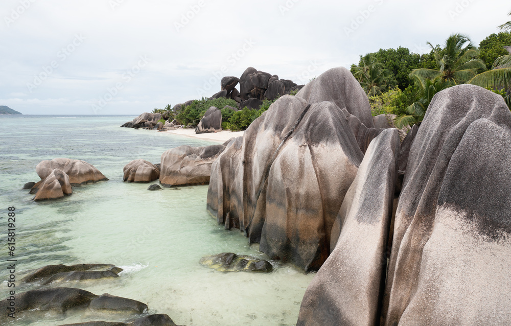 Huge Granite Rocks at Anse Source d'Argent beach, La Digue Island ...