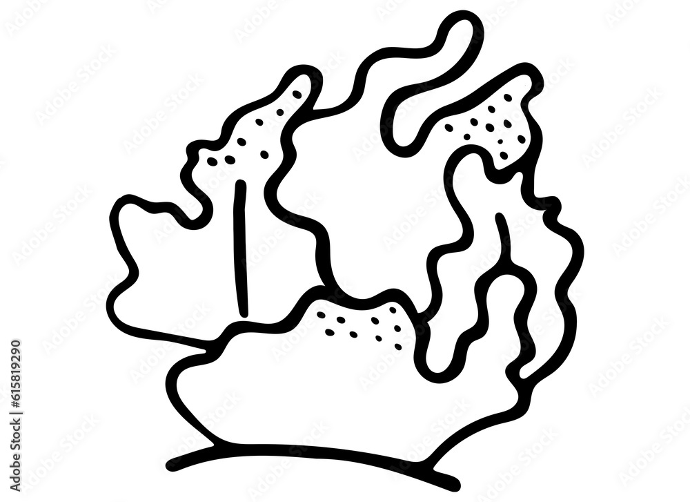 Black and White Coral Icon Isolated on White Background. Hand Drawn ...