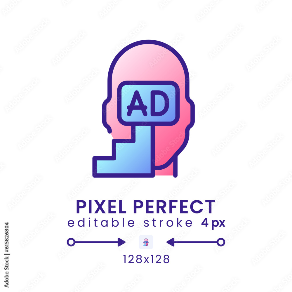 Subliminal advertising gradient fill desktop icon. Consumer behavior ...