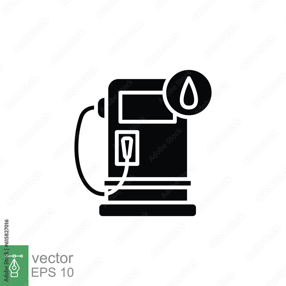 Gas station icon. Simple solid style. Petrol, car fuel, gasoline pump ...