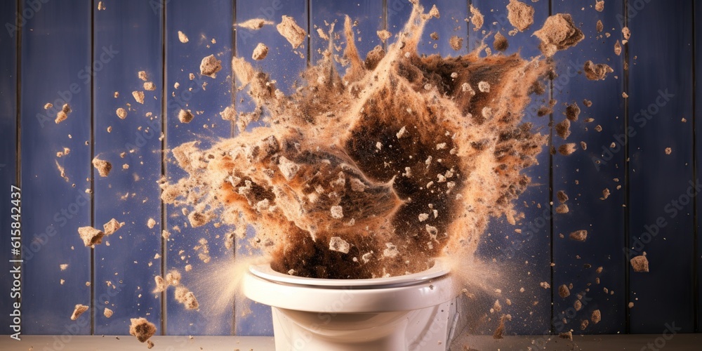 Exploding toilet bowl, concept of Fragile plumbing, created with ...