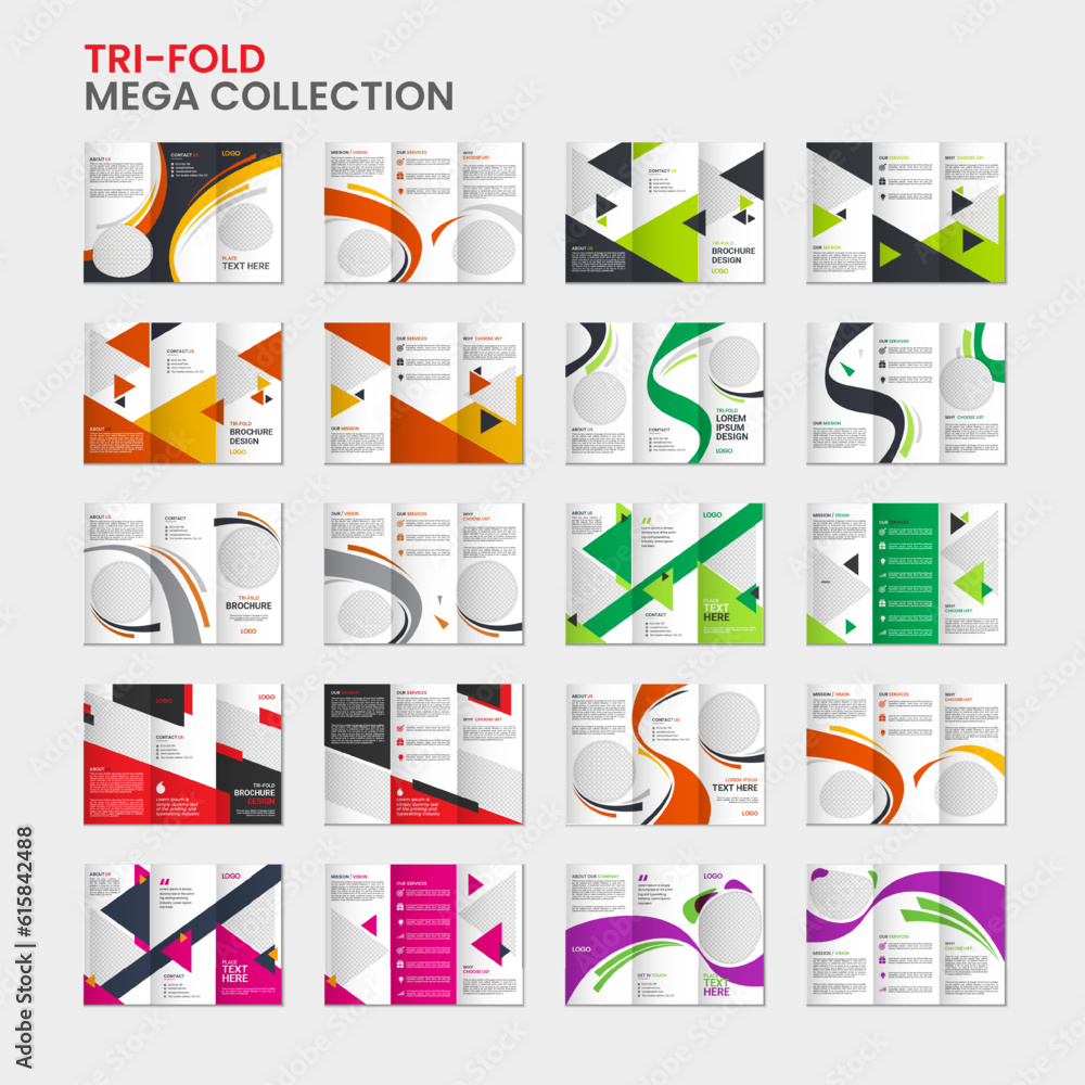 Mega pack colorful geometric trifold Brochure template, mega collection ...