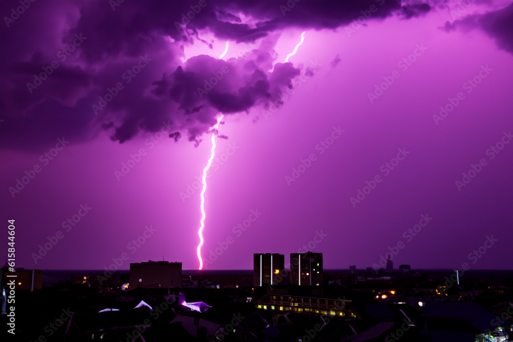 Ray. Lightning storm. Lightning bolt storm. Fork lightning striking ...