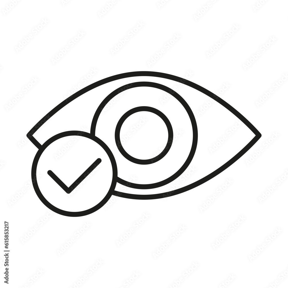 Vetor de Eye check mark icon. Success monitoring symbol. Good super ...