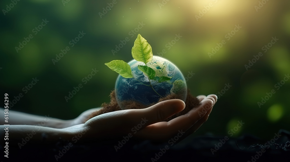 Renewable energy concept Earth Day or environment protection Hands ...