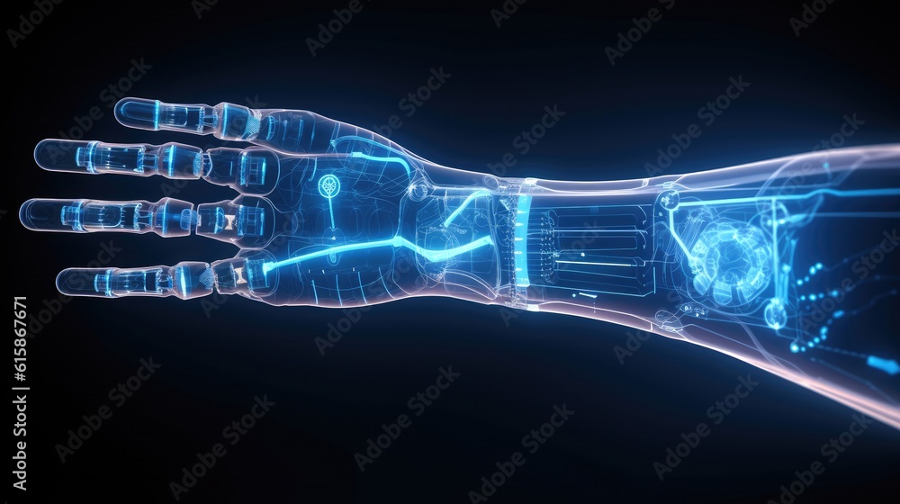 Android bionic limb, Robotic arm, Blue robot design, Cyborg, X-ray ...