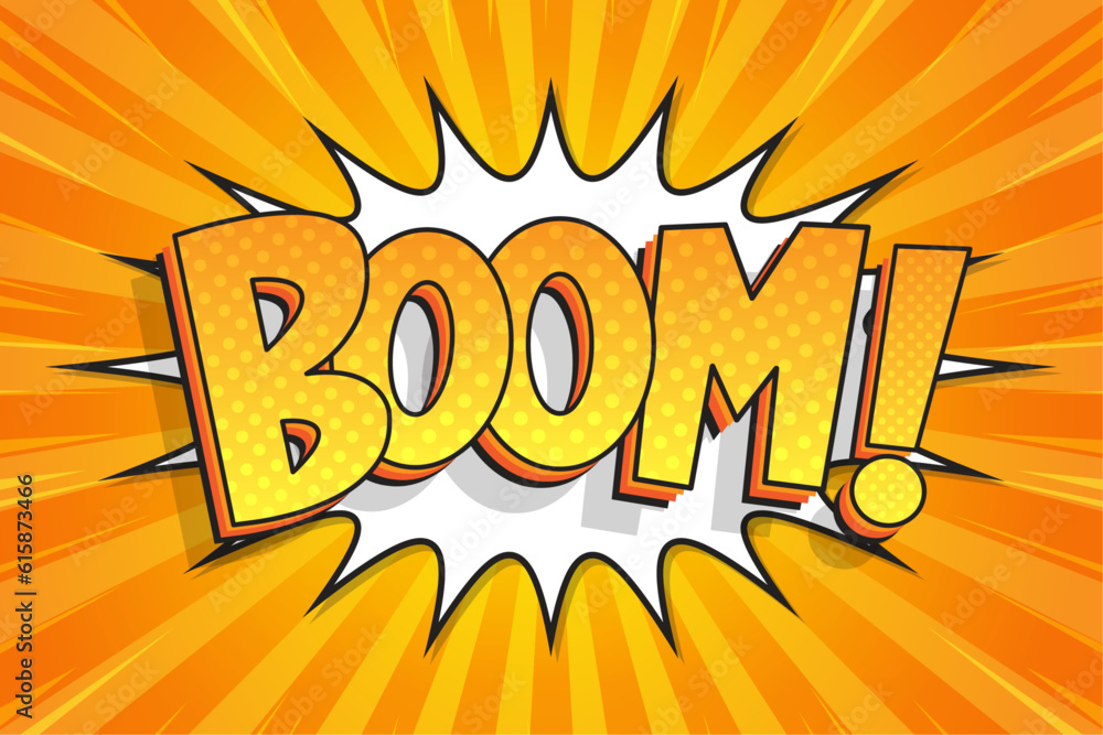 Boom! comic book explosion Comic text effect halftone sunburst ...