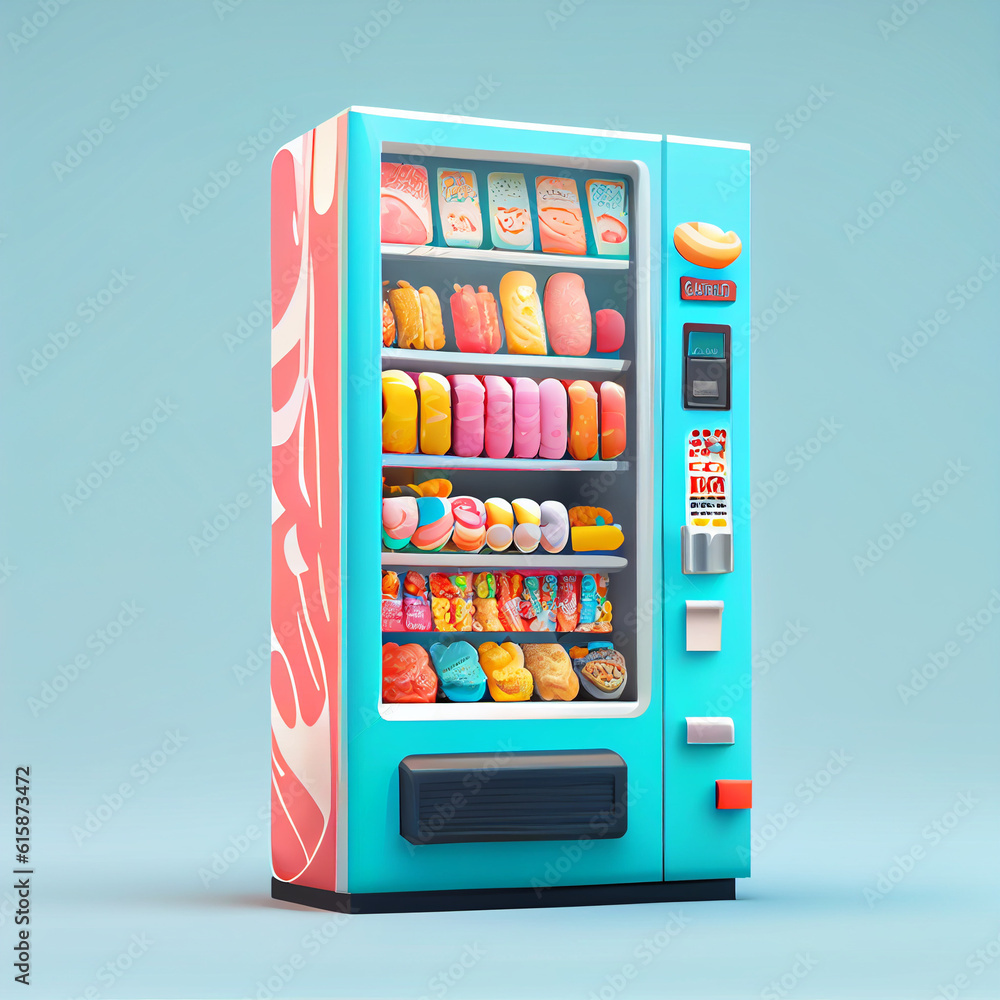Detailed illustration of a a colorful vending machine for snacks and ...