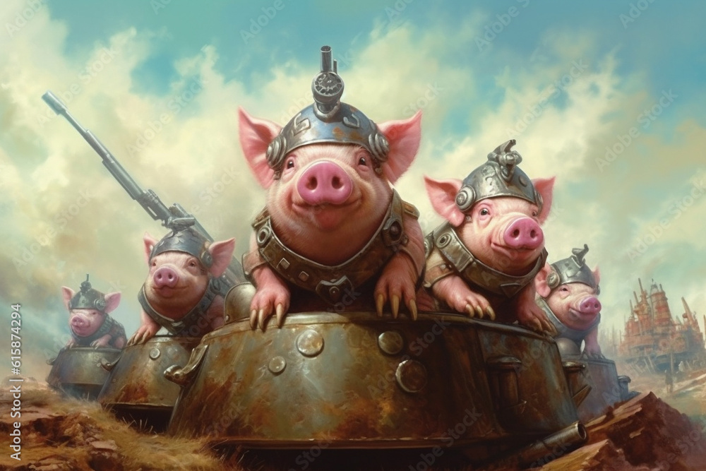 Pig soldier in battle Ai generated Stock Illustration | Adobe Stock