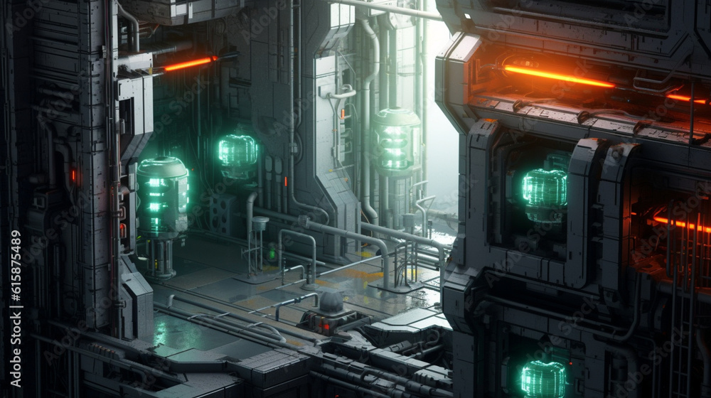 Factory Manufacturing Futuristic 3D Sci fi Science Fiction Industrial ...