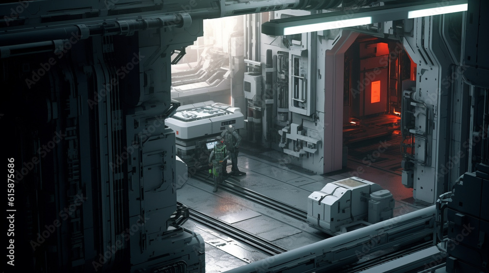 Factory Manufacturing Futuristic 3D Sci fi Science Fiction Industrial ...