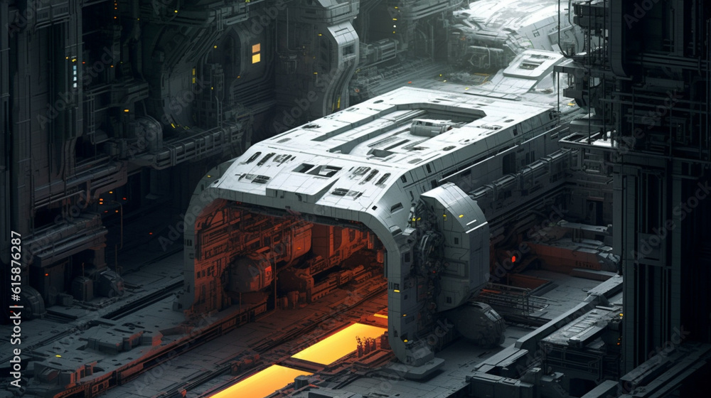 Factory Manufacturing Futuristic 3D Sci fi Science Fiction Industrial ...