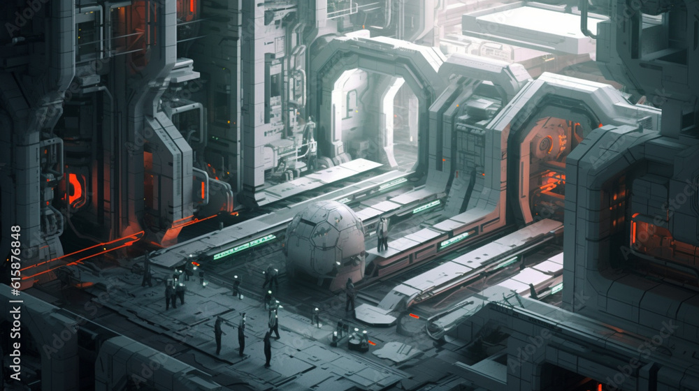 Factory Manufacturing Futuristic 3D Sci fi Science Fiction Industrial ...