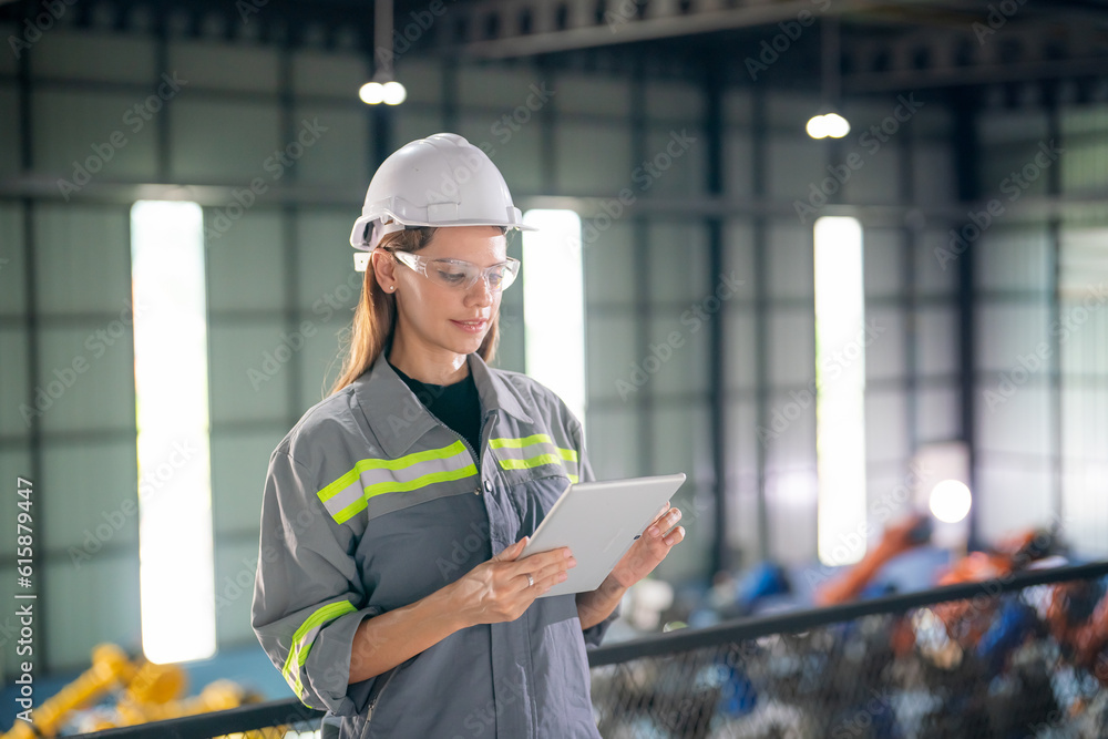 Technology Engineer Working in Factory. Holding check-list and ...