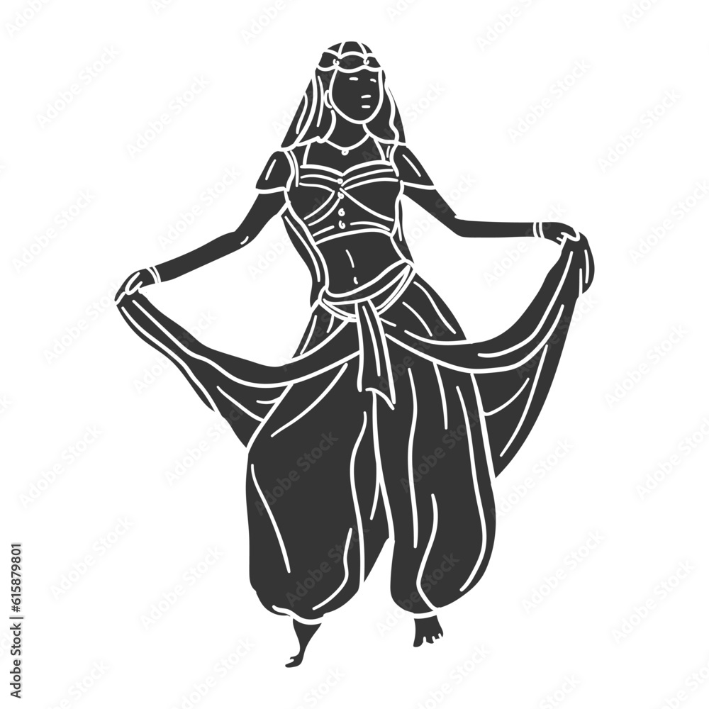 Belly Dance Icon Silhouette Illustration. Traditional Dance Vector ...