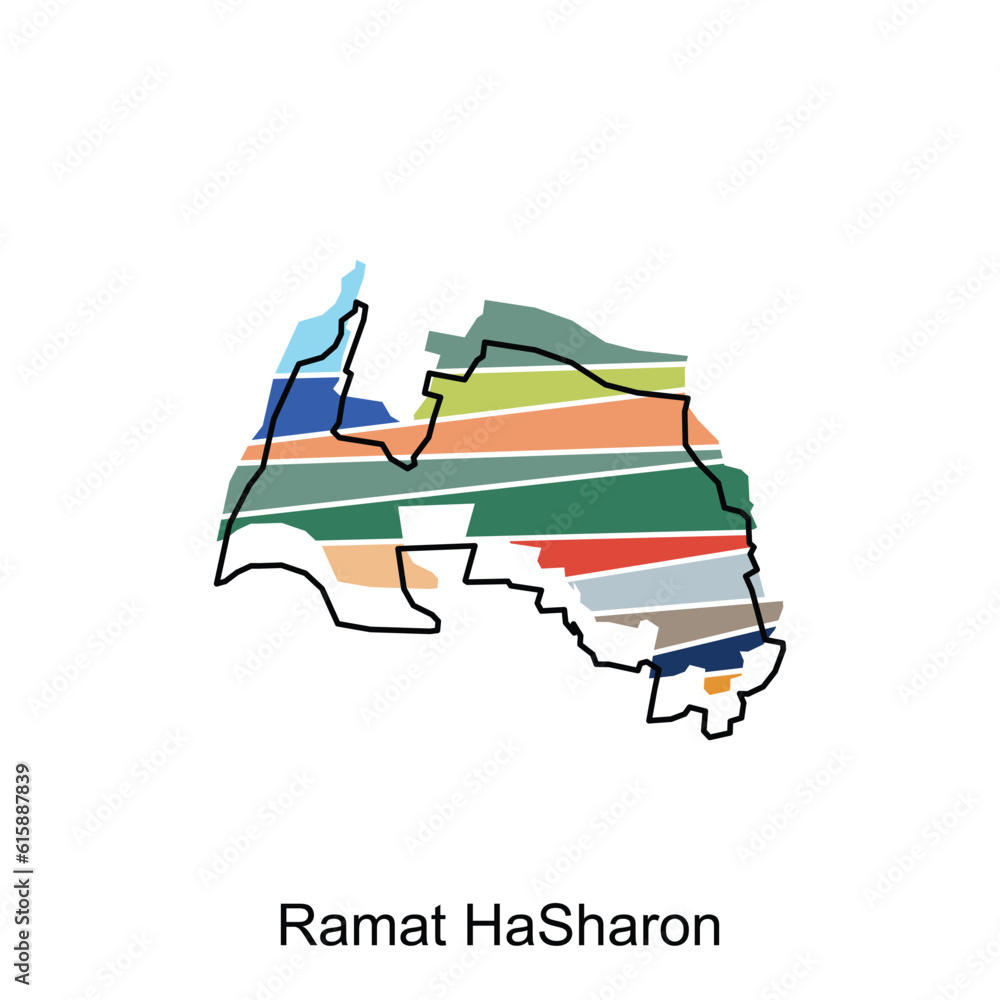 vector file map of Ramat HaSharon, Outline Map of Israel country Vector ...