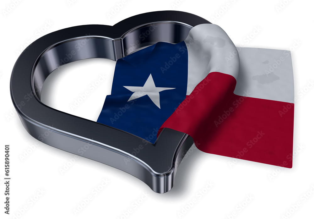 flag of texas and heart symbol - 3d rendering ilustração do Stock ...