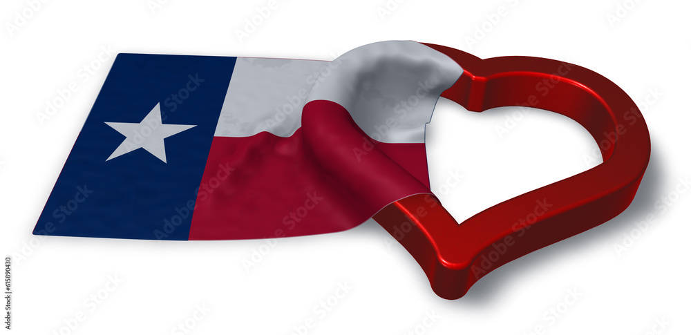 flag of texas and heart symbol - 3d rendering Stock Illustration ...